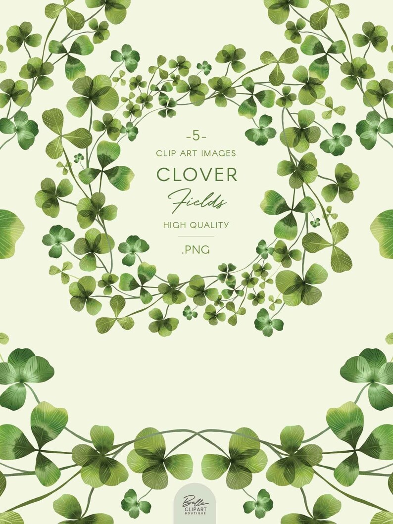 Watercolor Clover Wreaths & Frames Clip Art, Png Shamrock Flourishes ...