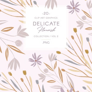 Florals & Foliage Line Art Clipart, Modern Flower Illustration - Etsy