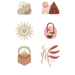 Neutral Abstract Shapes Clip Art, Textured Geometric Illustrations ...