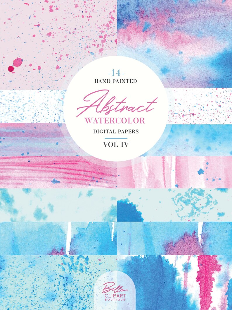 Abstract watercolor Digital Papers VOL IV 14 hand painted | Etsy