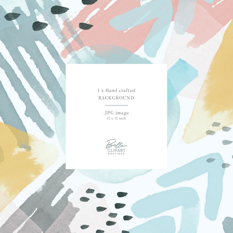 1 X Abstract Watercolor Shapes Digital Paper Happy Day Hand - Etsy