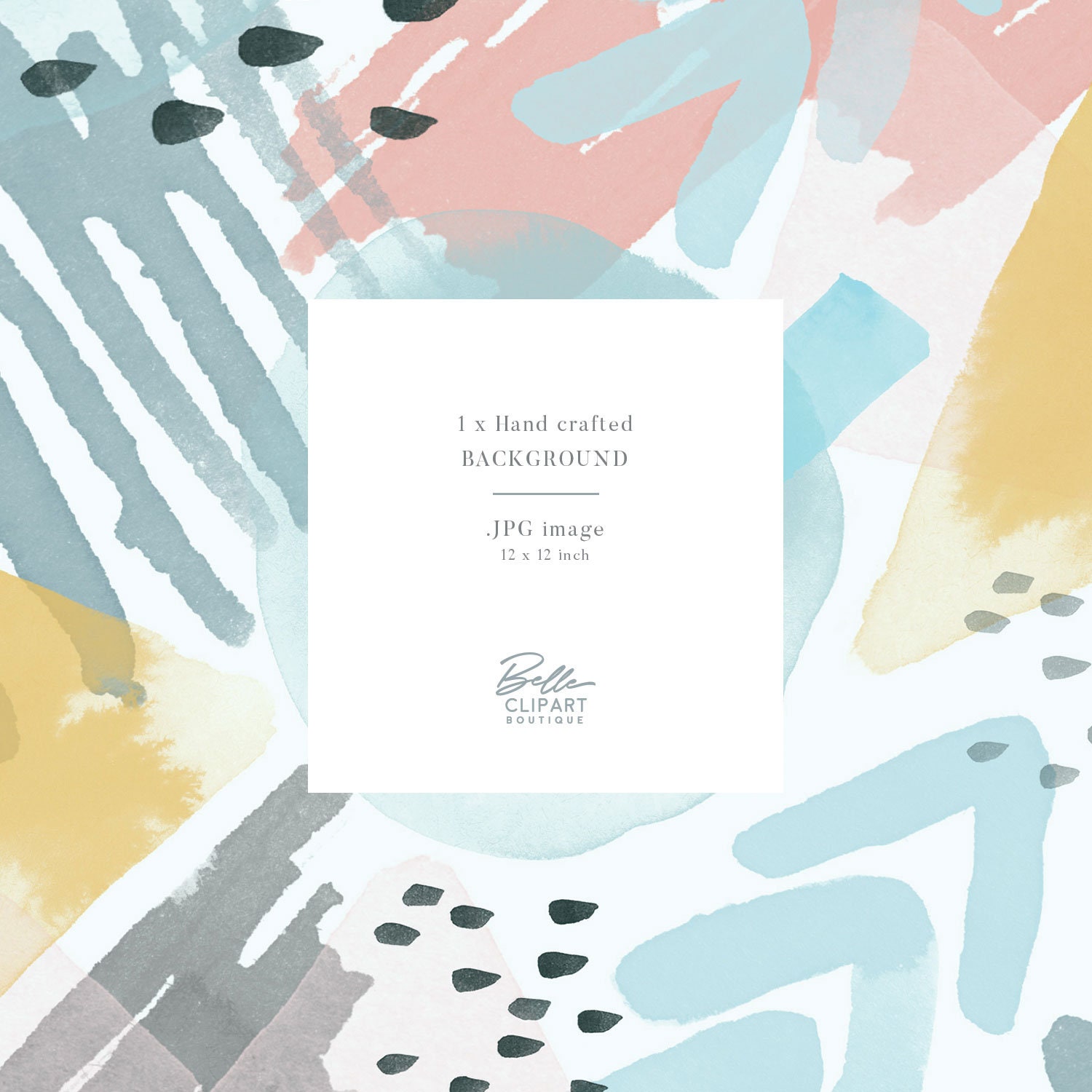 1 X Abstract Watercolor Shapes Digital Paper Happy Day Hand - Etsy