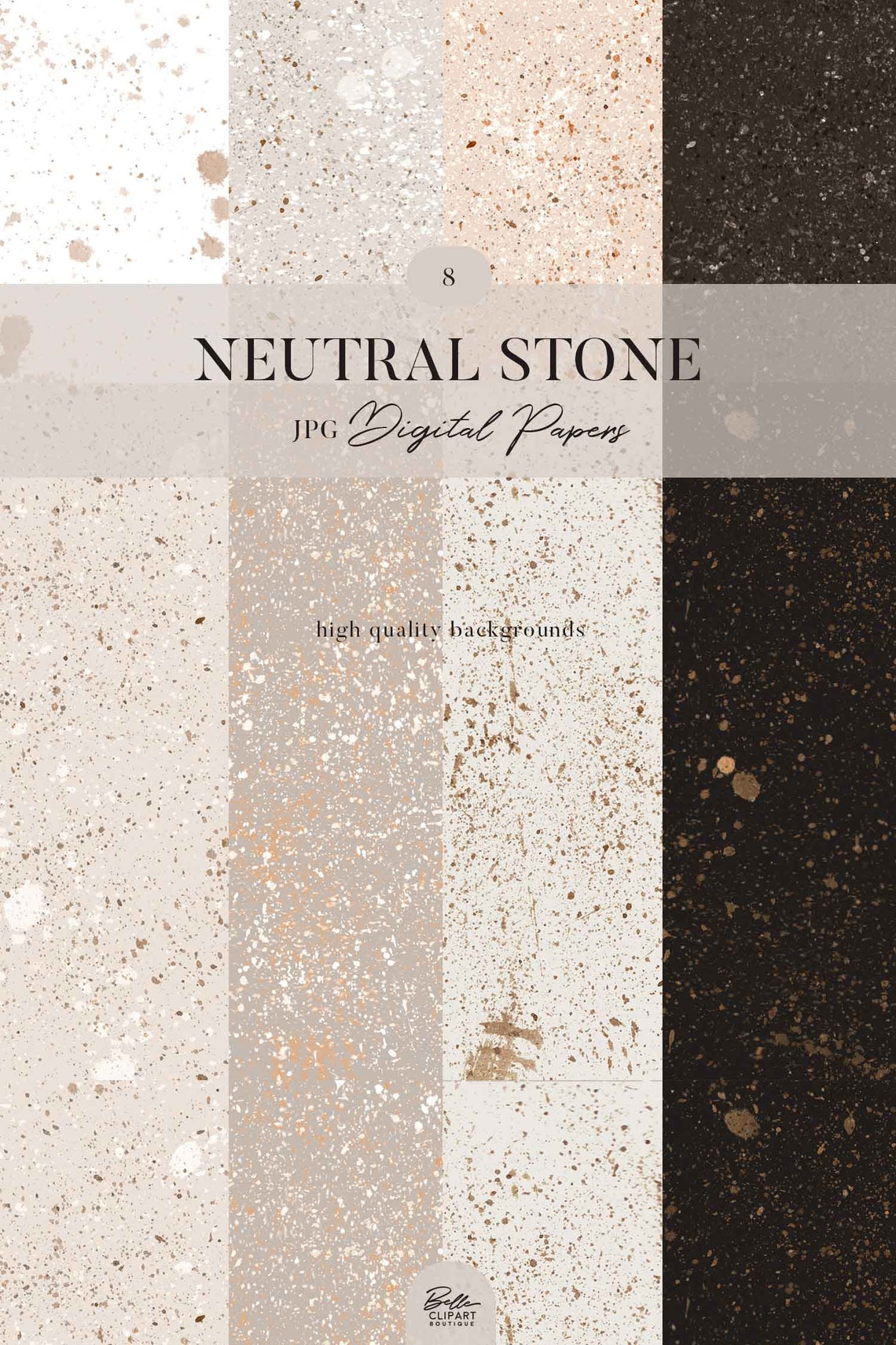 Neutral Stone Backgrounds Clipart Set Speckled Texture - Etsy