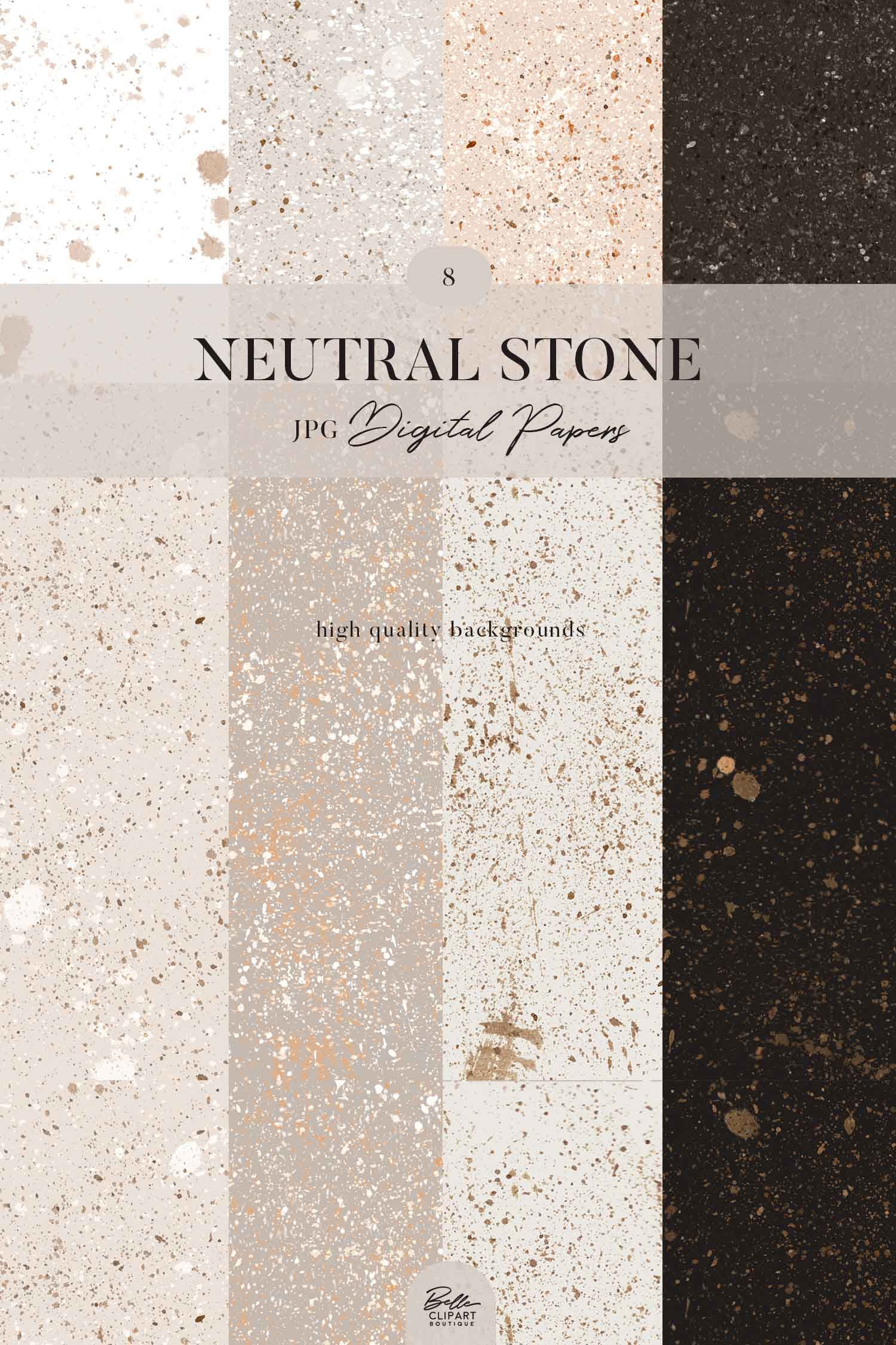 Neutral Stone Backgrounds Clipart Set, Speckled Texture Digital Papers ...