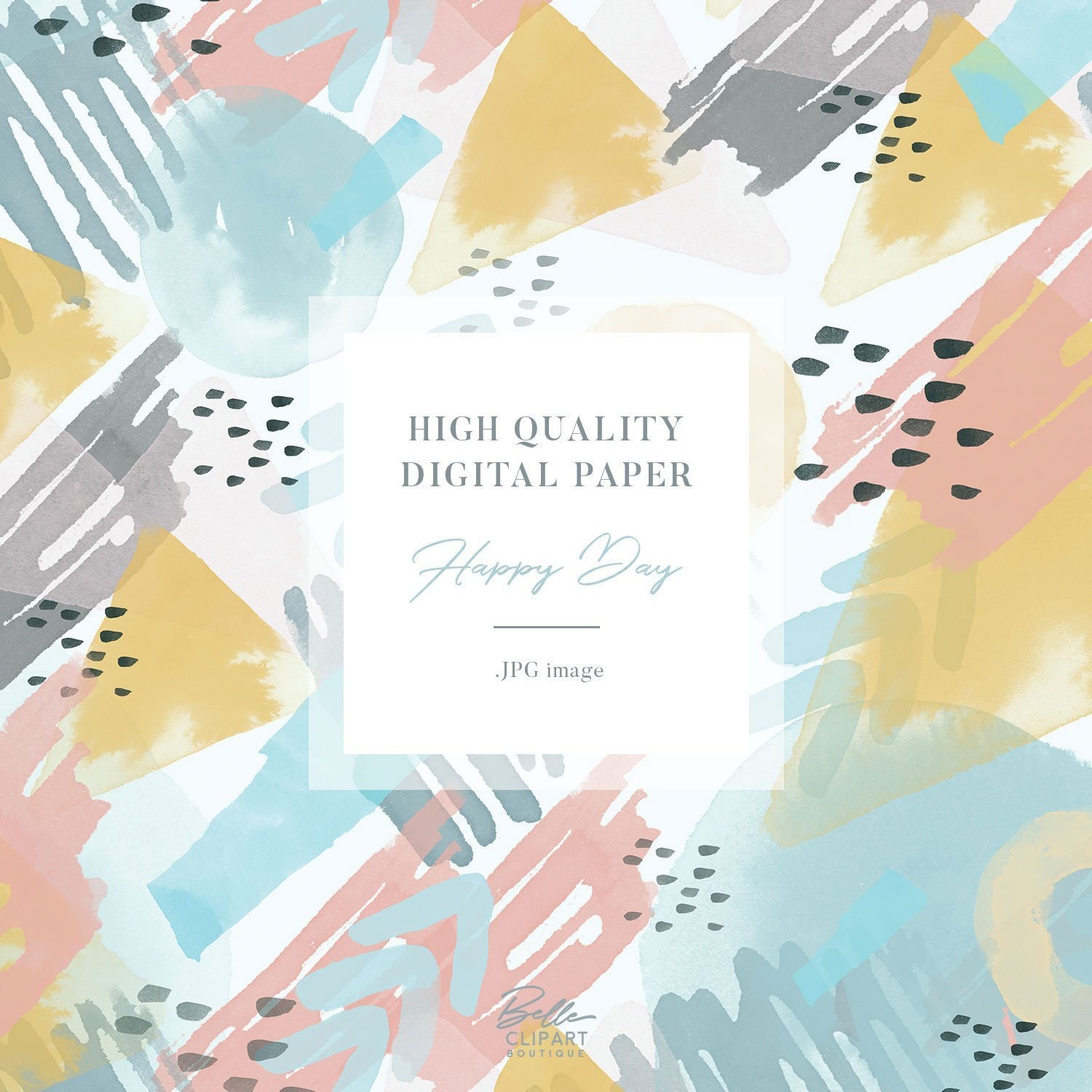 1 X Abstract Watercolor Shapes Digital Paper Happy Day Hand - Etsy