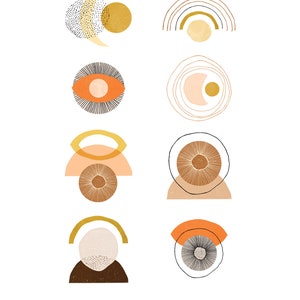 Abstract Boho Shapes Clip Art, Modern Neutral Collage Graphics, Simple ...