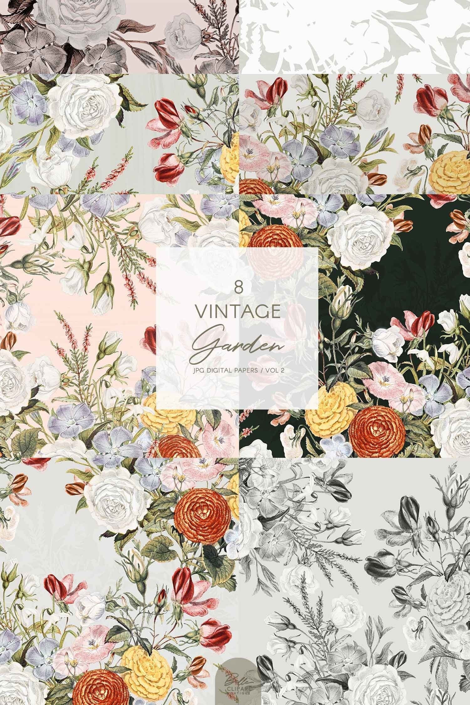 Vintage Floral Digital Paper Set, Cottagecore Wildflower/ Botanical ...