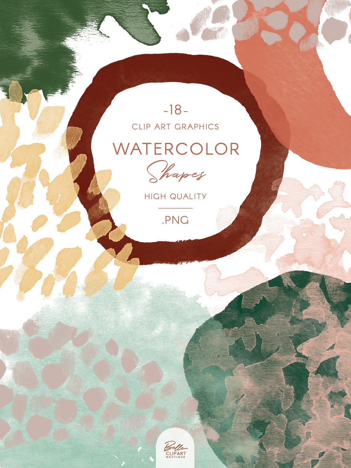 Abstract Watercolor Shapes Clip Art Colorful Collage Clipart - Etsy
