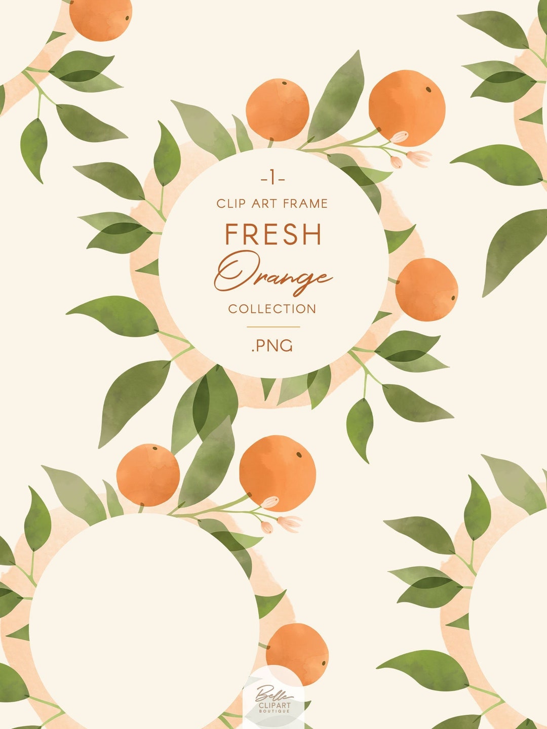 Orange Fruits Circle Frame Clip Art, Simple Watercolor Illustration ...