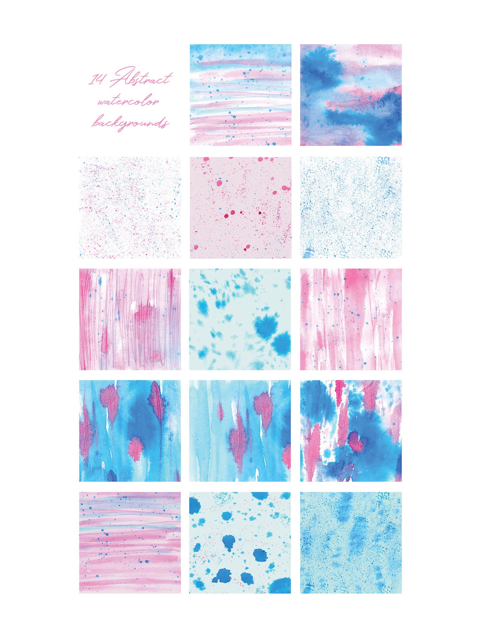 Abstract Watercolor Digital Papers, VOL IV, 14 Hand Painted Watercolor ...