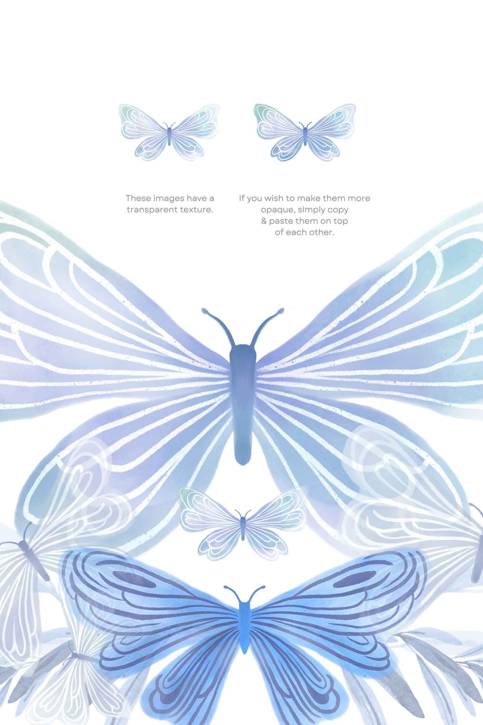Blue Butterflies Clip Art, Watercolor Butterfly PNG in , Pastel Blue ...