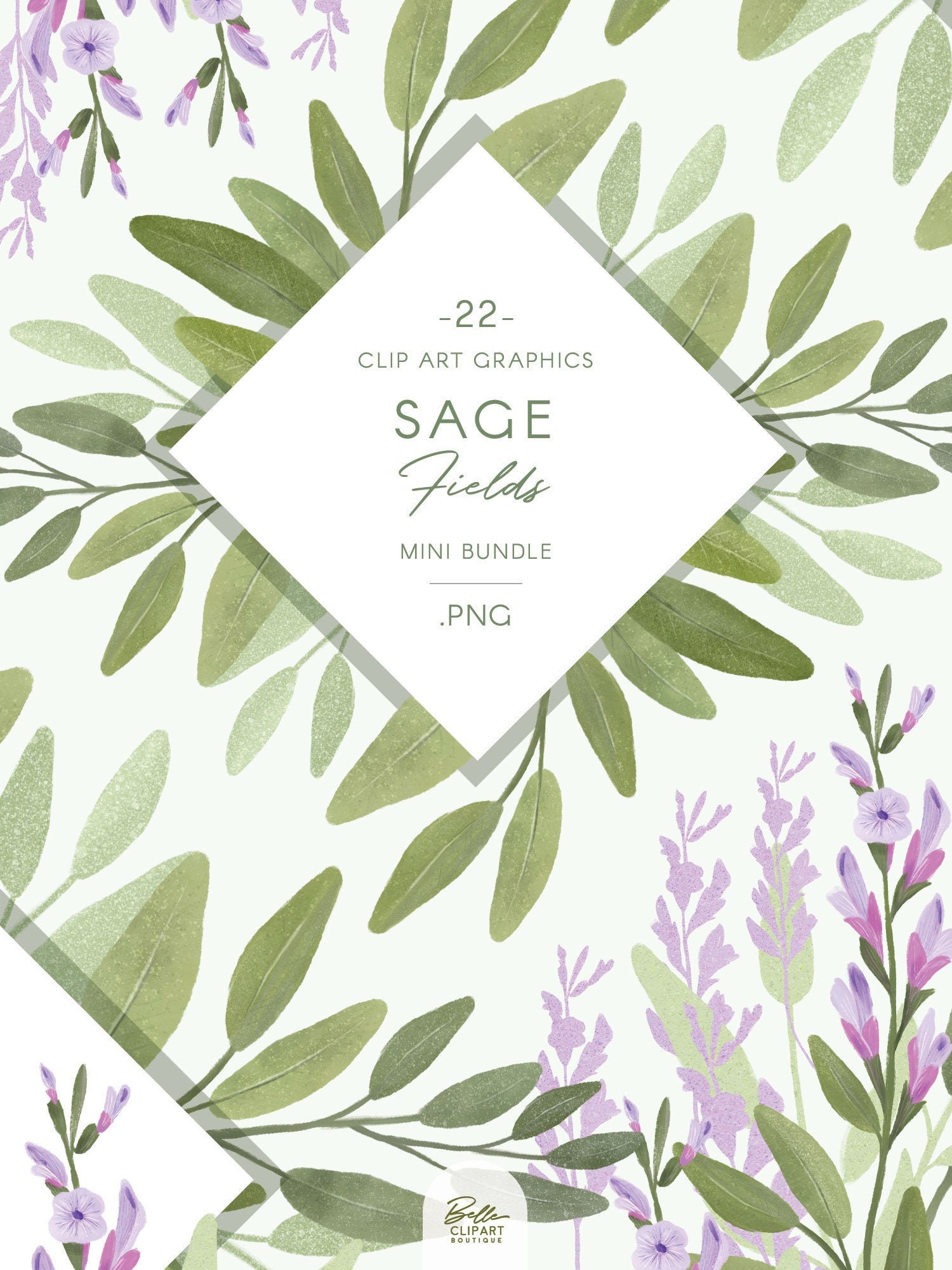 Sage Flowers & Foliage Clip Art PNG Botanical Gouache - Etsy
