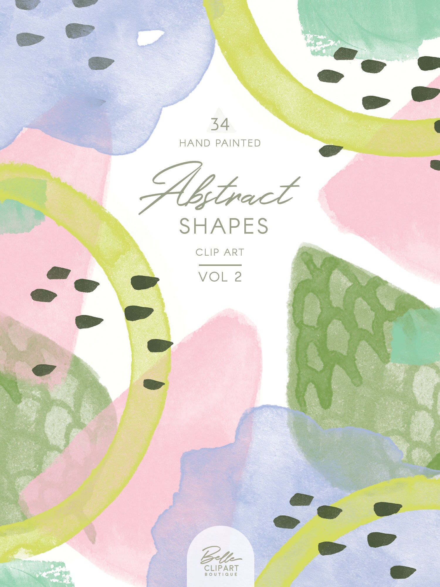 Abstract Watercolor Shapes VOL 2, Hand Painted Clipart, Transparent ...