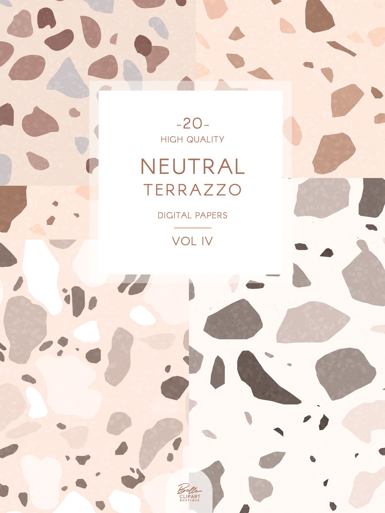 Neutral Terrazzo Marble Abstract Digital Paper Set Terrazzo | Etsy