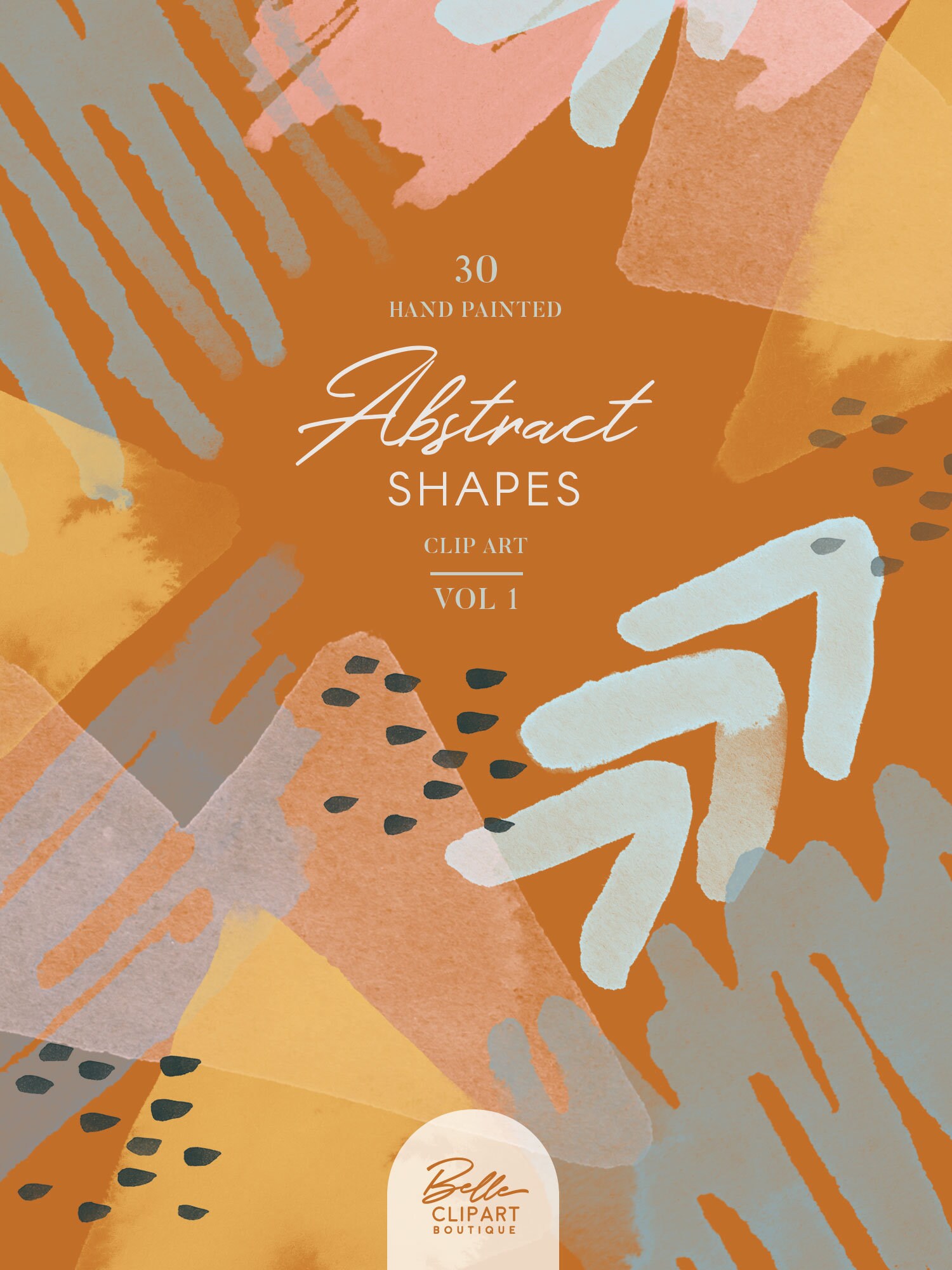 Abstract Watercolor Shapes VOL 1 30 Hand Painted Clipart - Etsy