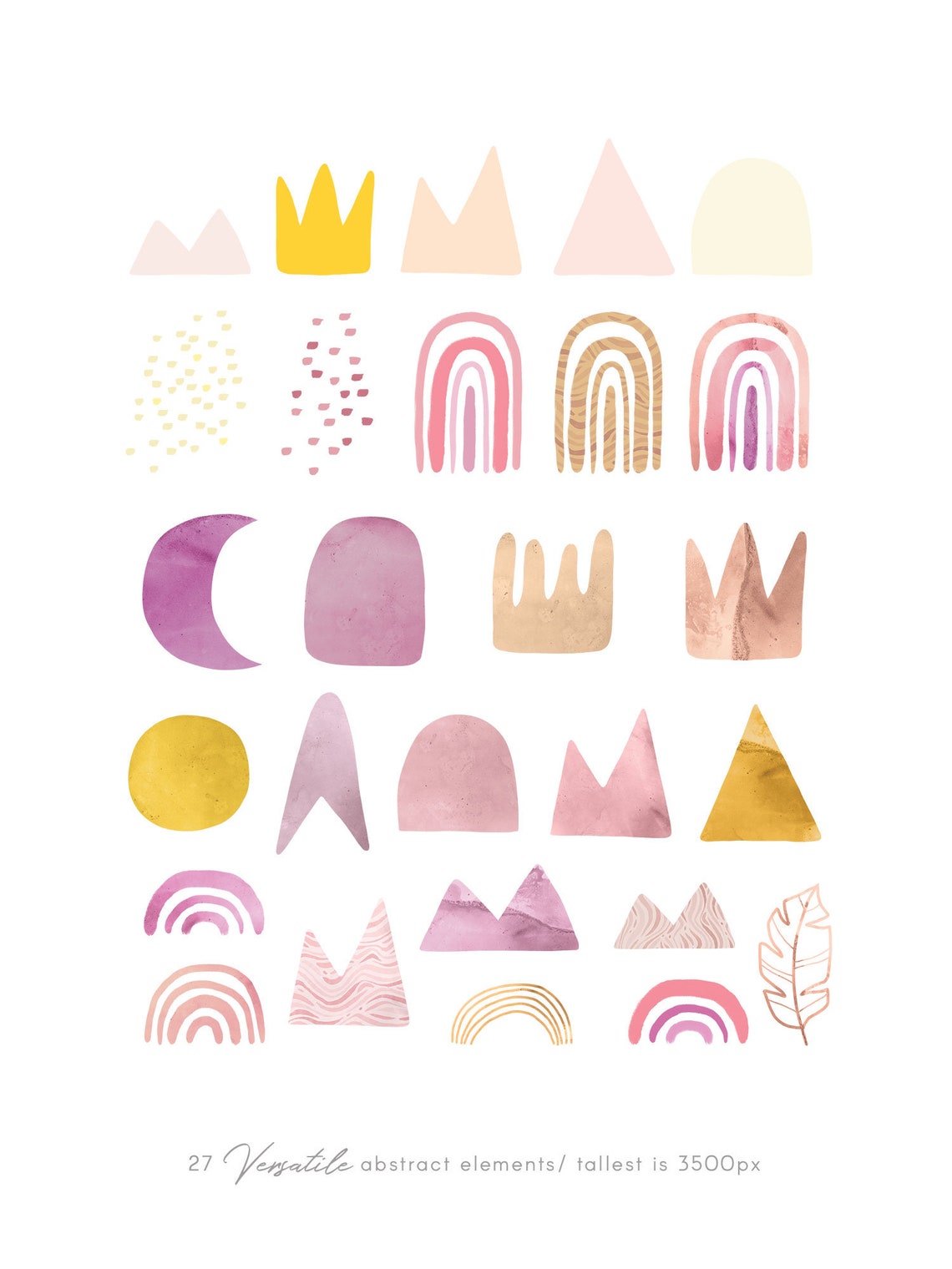 Abstract Watercolor Nature Shapes Clip Art, 30 Hand Painted Elements - Etsy