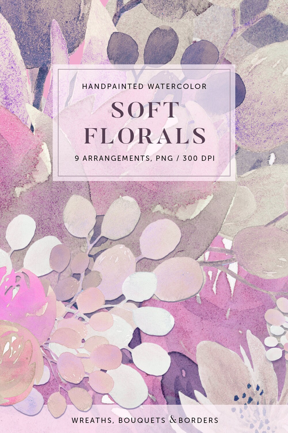 Pink Watercolor Floral Clipart Set Delicate Hand Painted Flowers ...