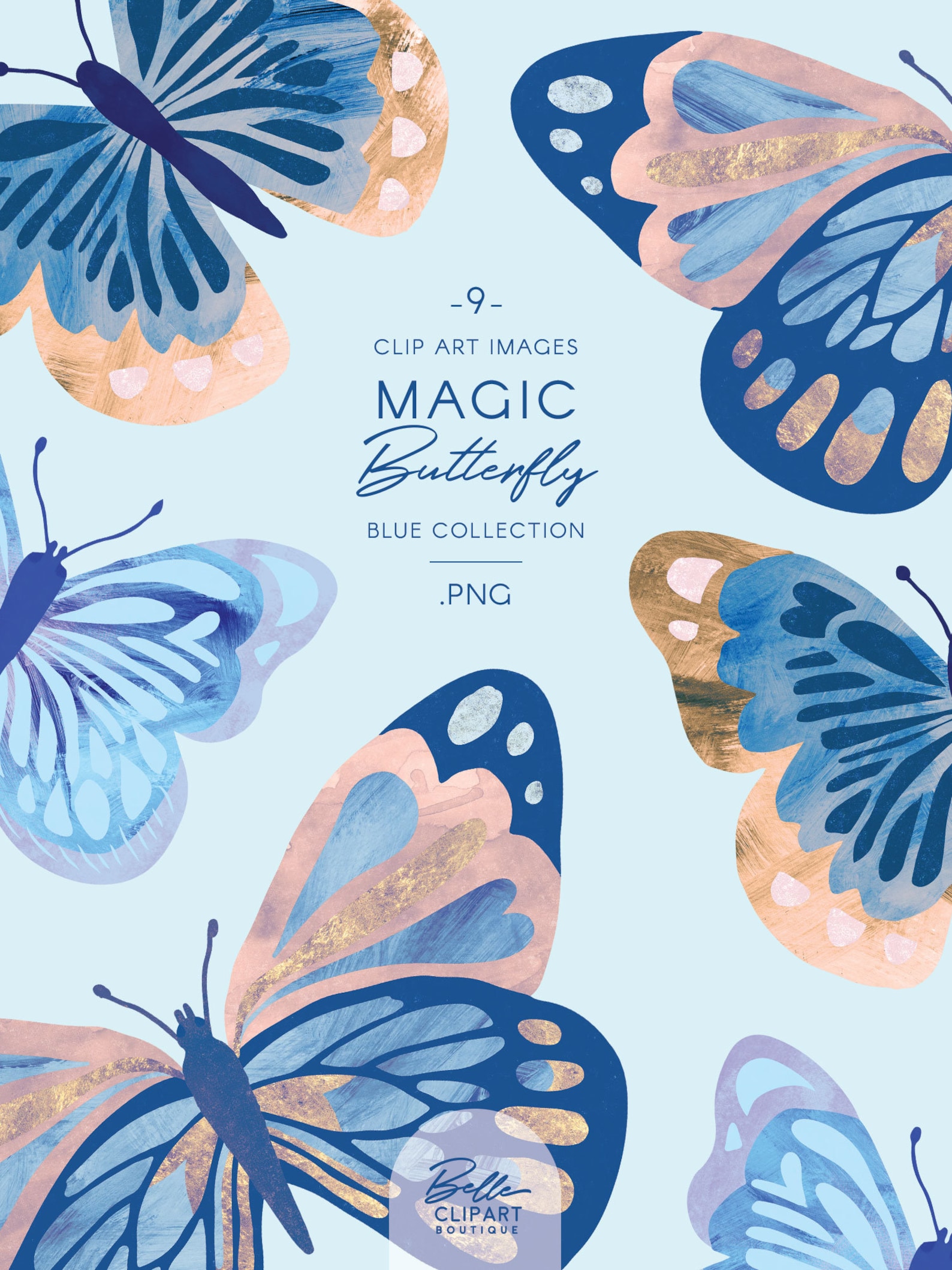 Magic Blue Butterfly Clipart Watercolor Butterflies, Nursery Clip Art ...