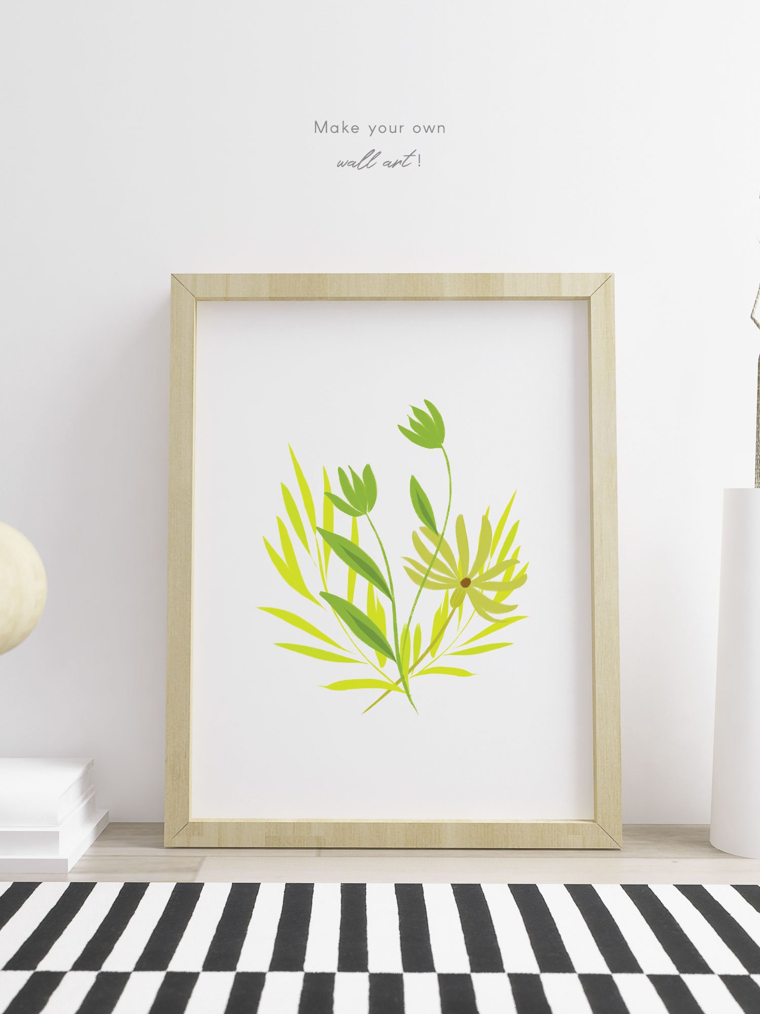 Chartreuse Greenery Clip Art, Neon Green Watercolor Botanical Line Art ...