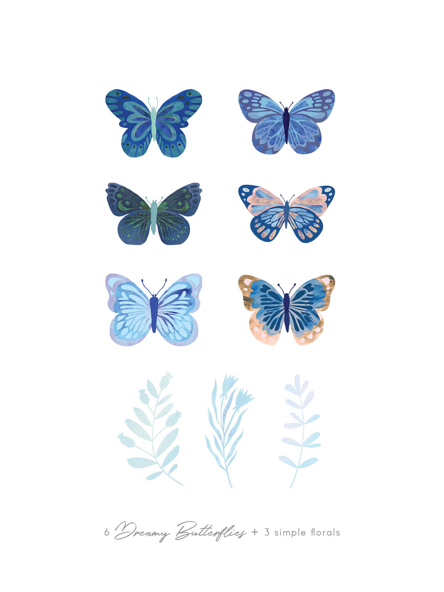 Magic Blue Butterfly Clipart Watercolor Butterflies, Nursery Clip Art ...