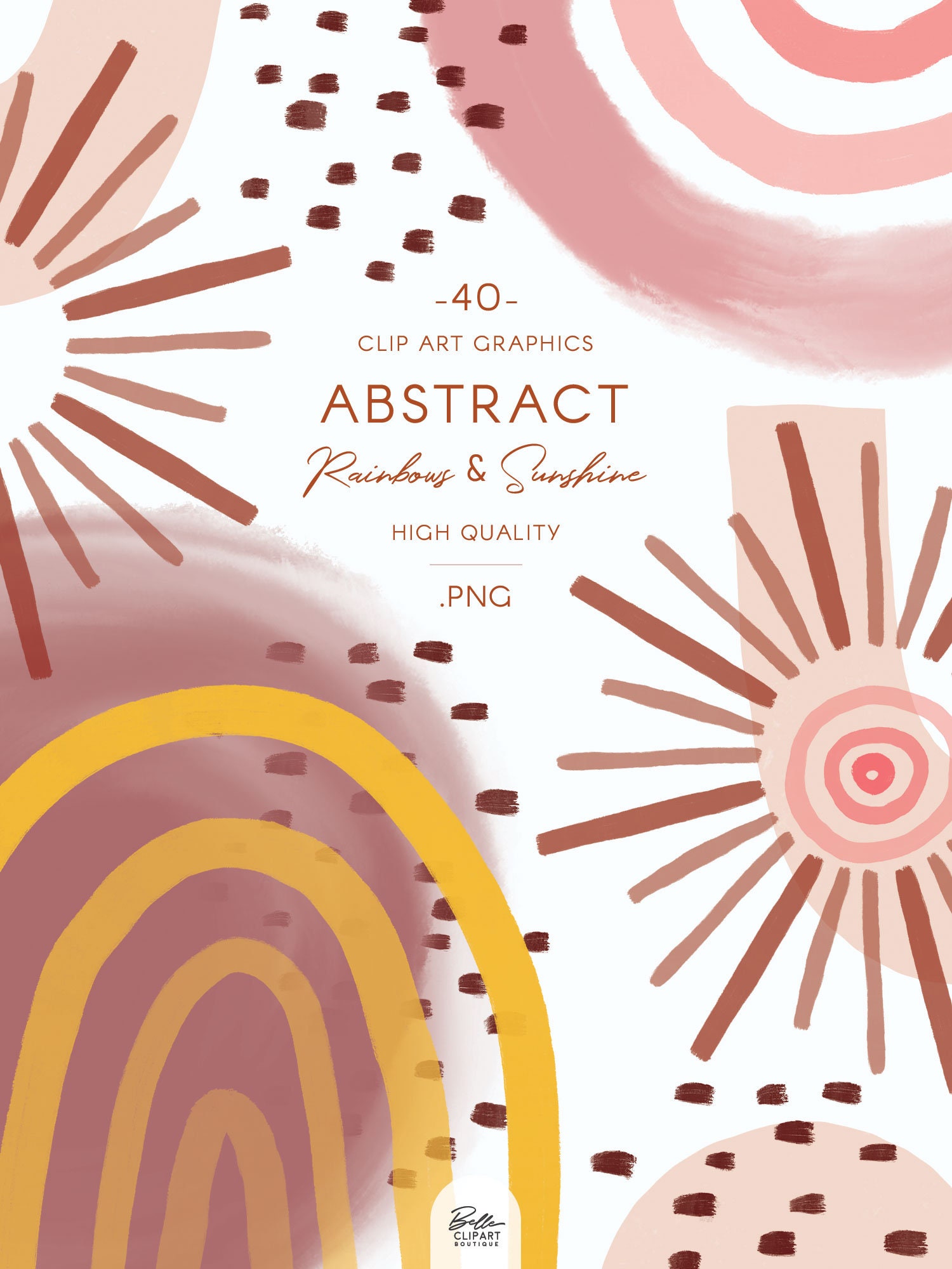 Abstract Rainbow & Sunshine Clip Art Geometric Collage - Etsy