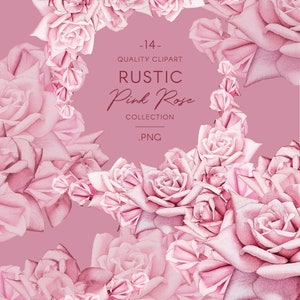 Rustic Roses Clipart, Pink Wedding Flowers, Vintage Illustration - Etsy