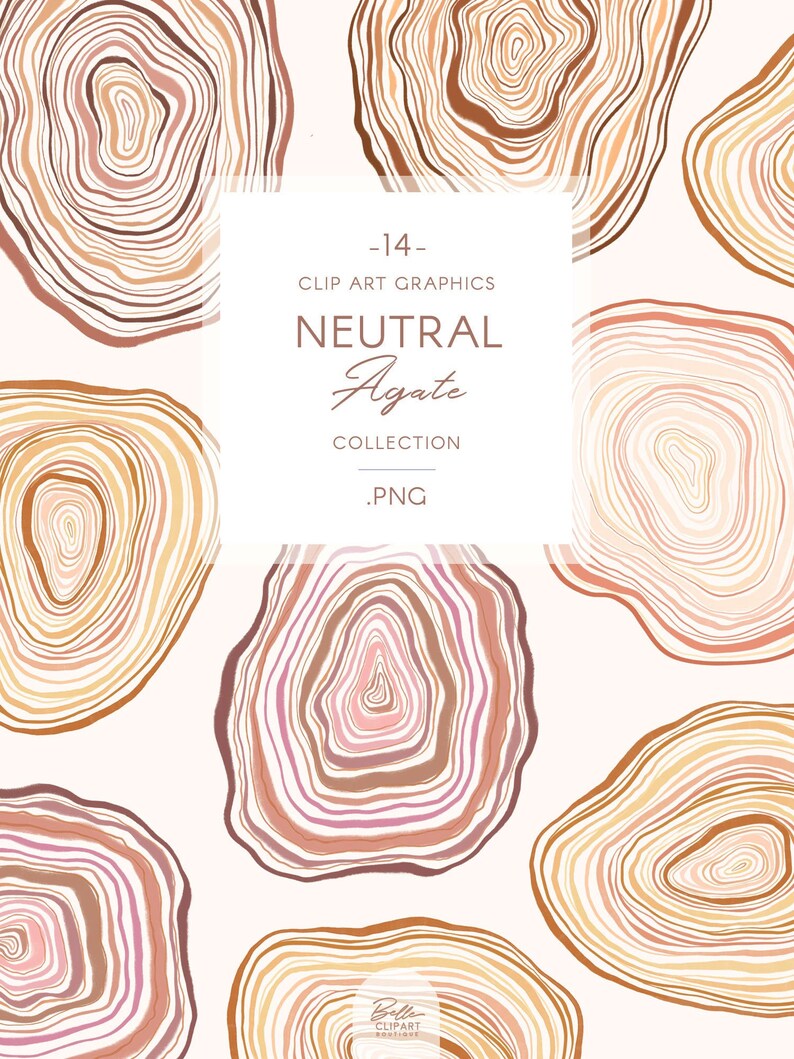 Agate Clip Art, Abstract Pink & Orange Line Art Shapes, 2 Digital ...