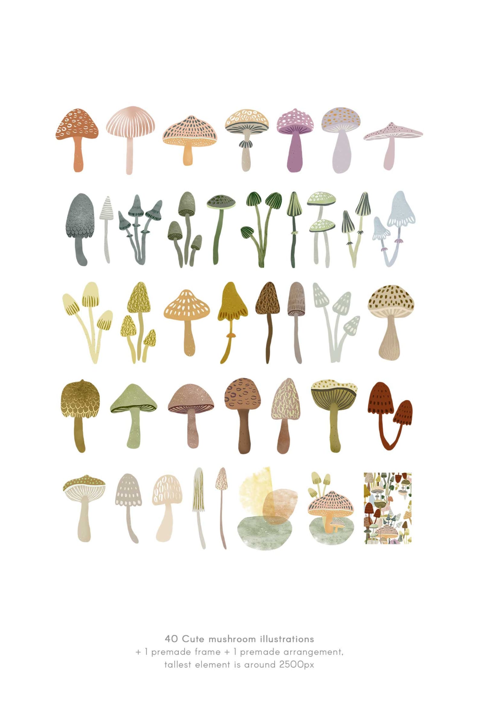 Mushroom Clip Art, Colorful Fungi Graphics, Watercolor Fungus ...