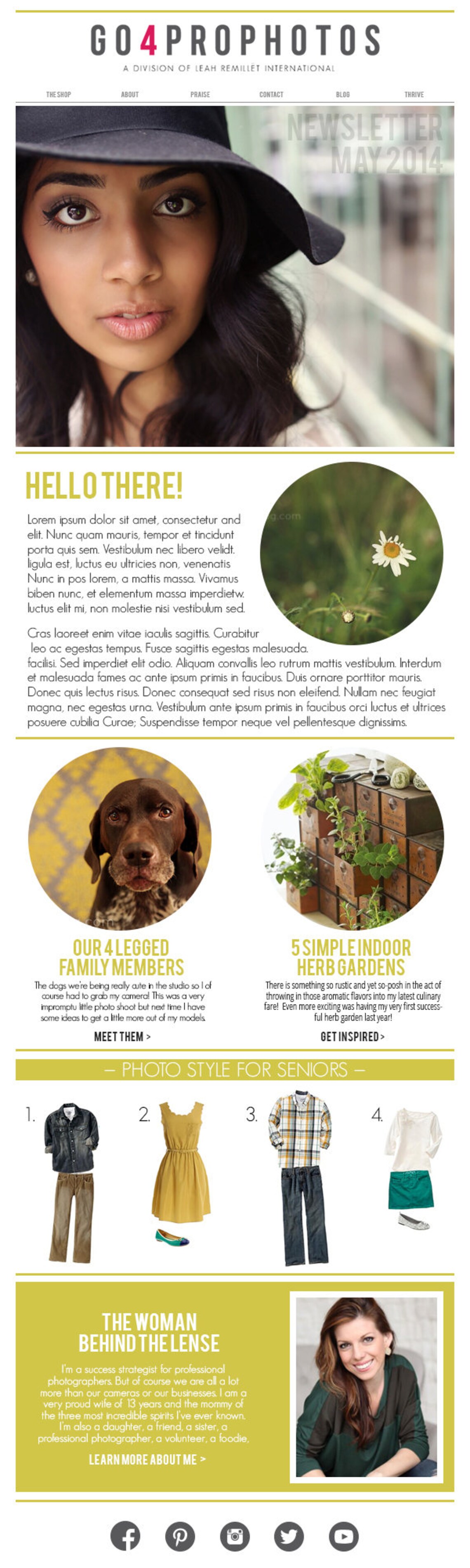 Newsletter Template Design PSD for Professional Photographer | Etsy