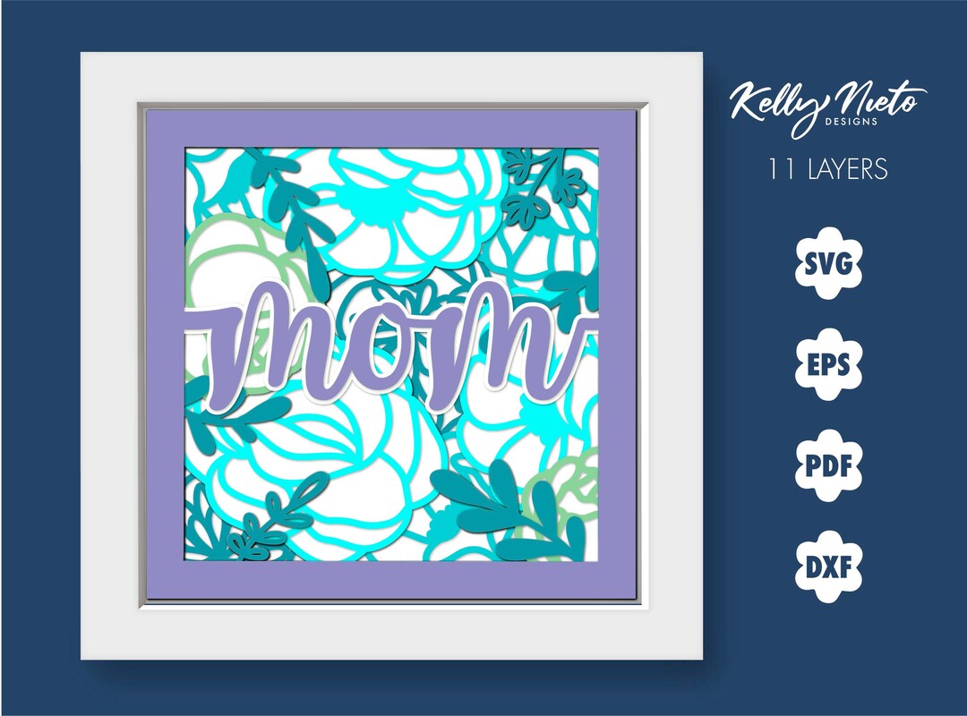 3D Mothers Day Shadow Box With Flowers, Layered Paper Art, for Cricut ...