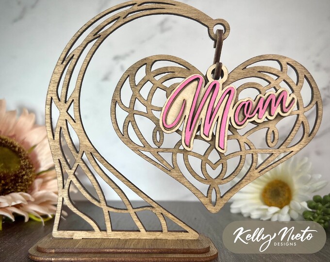 DIGITAL FILE, Mothers Day Rose & Heart With Stand SVG File, Gifts for ...