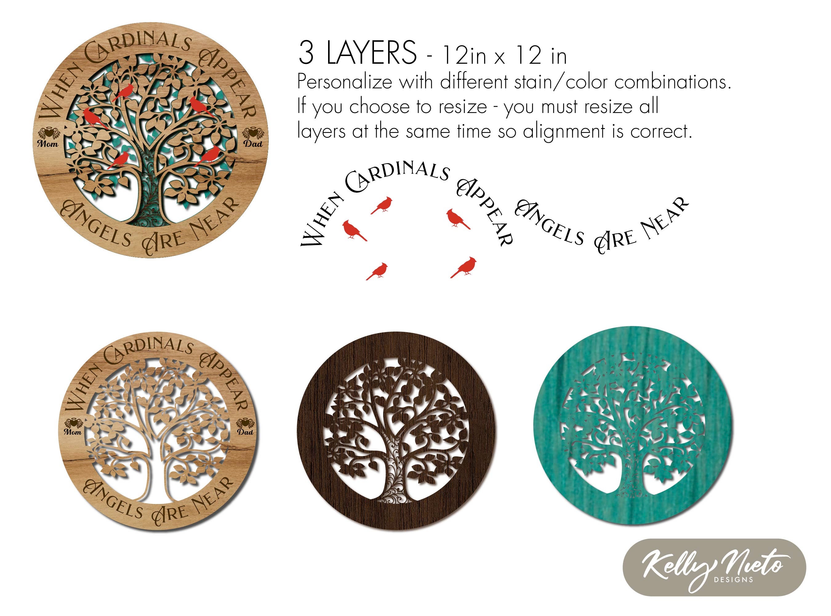 3D Cardinal Tree of Life Memorial Gift, Customizable SVG Files (digital ...