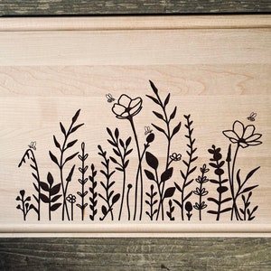 Wildflowers Cutting Board Laser Engraved Cutting Boards - Etsy