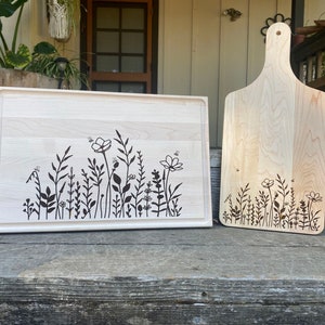 Wildflowers Cutting Board Laser Engraved Cutting Boards - Etsy
