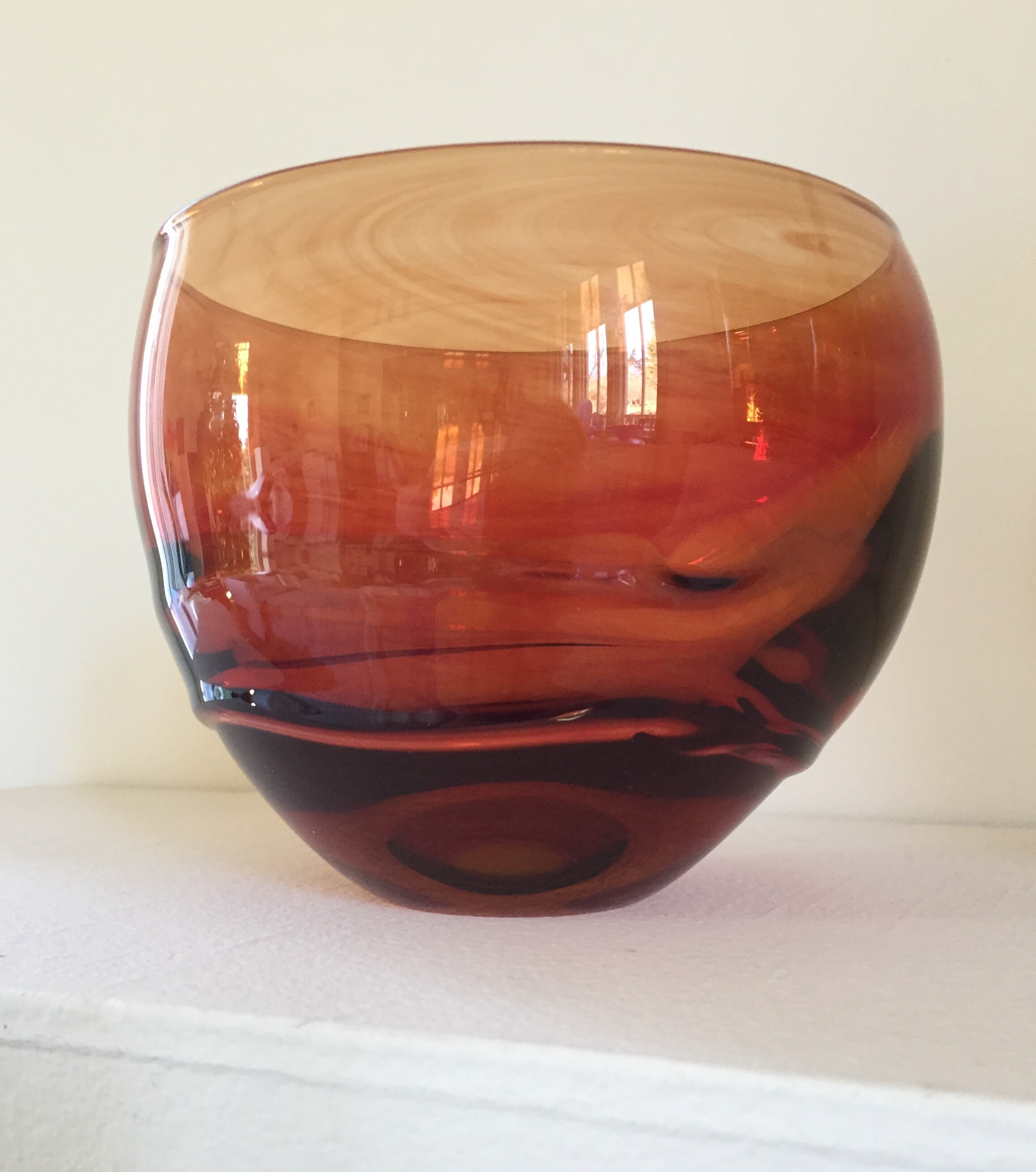 Don Gonzalez Selenium Red Glass Wrap Bowl | Etsy