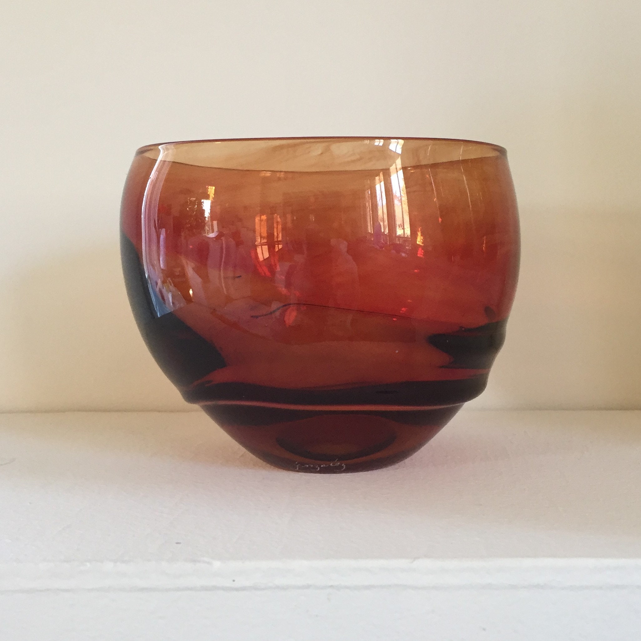 Don Gonzalez Selenium Red Glass Wrap Bowl - Etsy UK