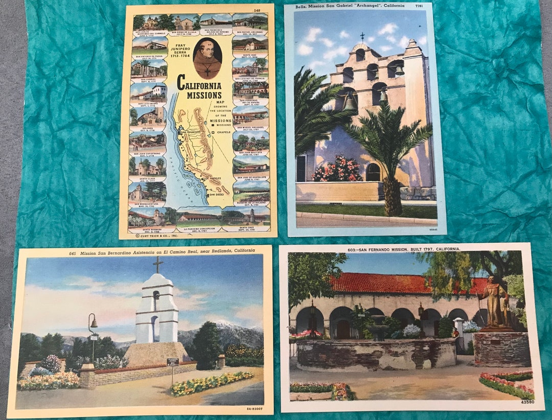 1930s/40s California Mission Postcards San Gabriel Mission San Fernando ...