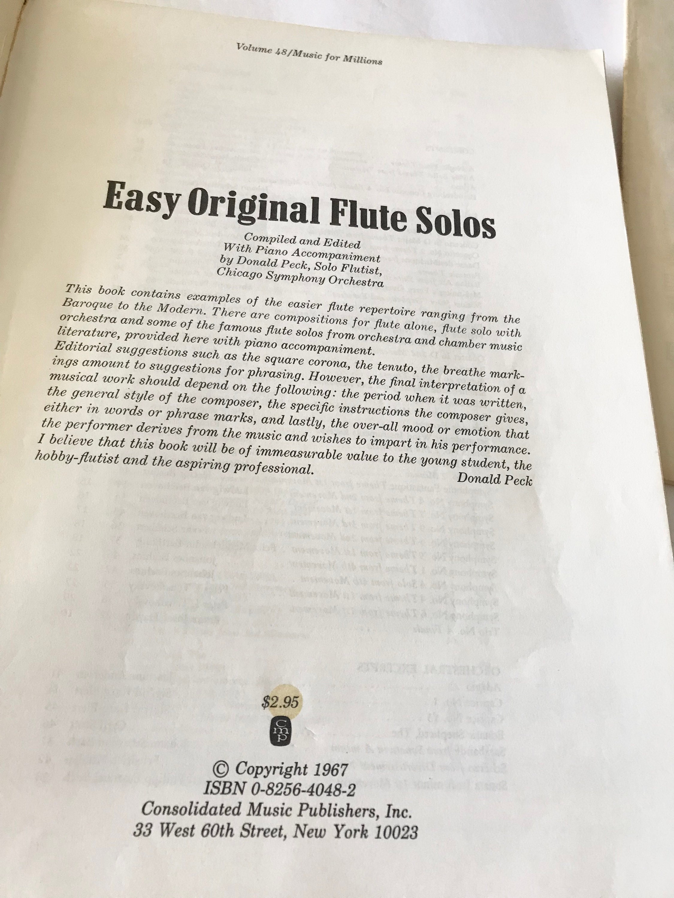 1967 Easy Original Flute Solos Songbook and an Extra Bonus - Etsy