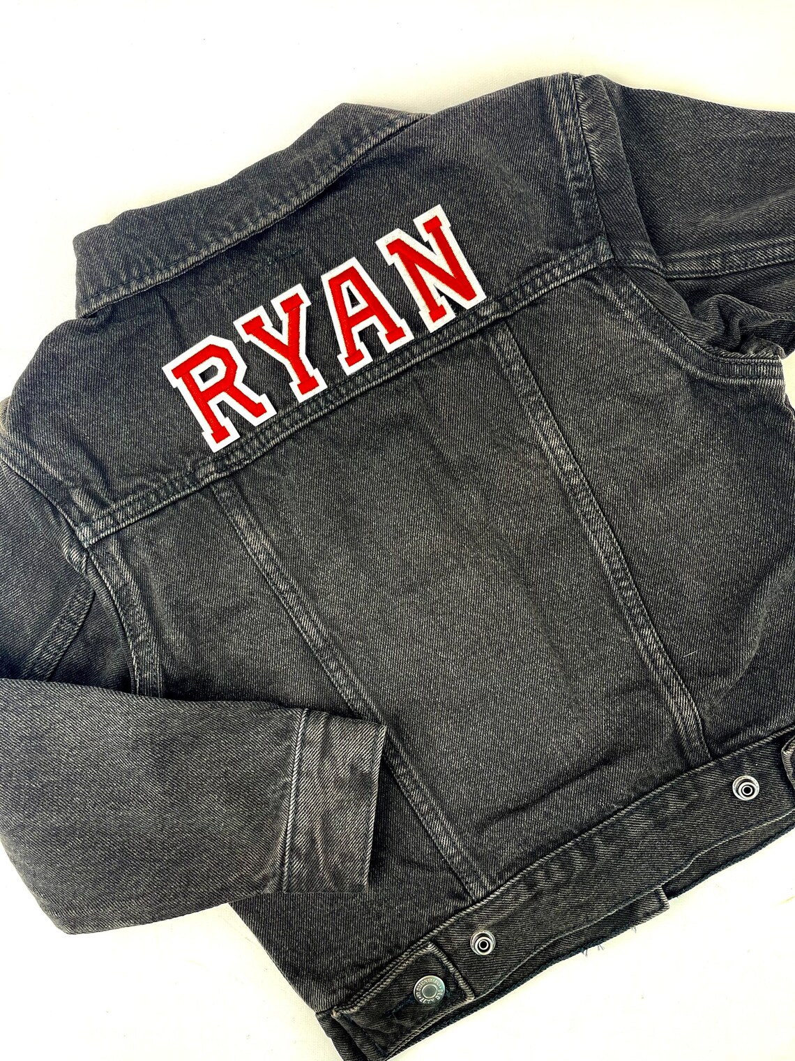 Personalized Custom Jean Denim Name Jacket, Chenille, Letter, Toddler ...