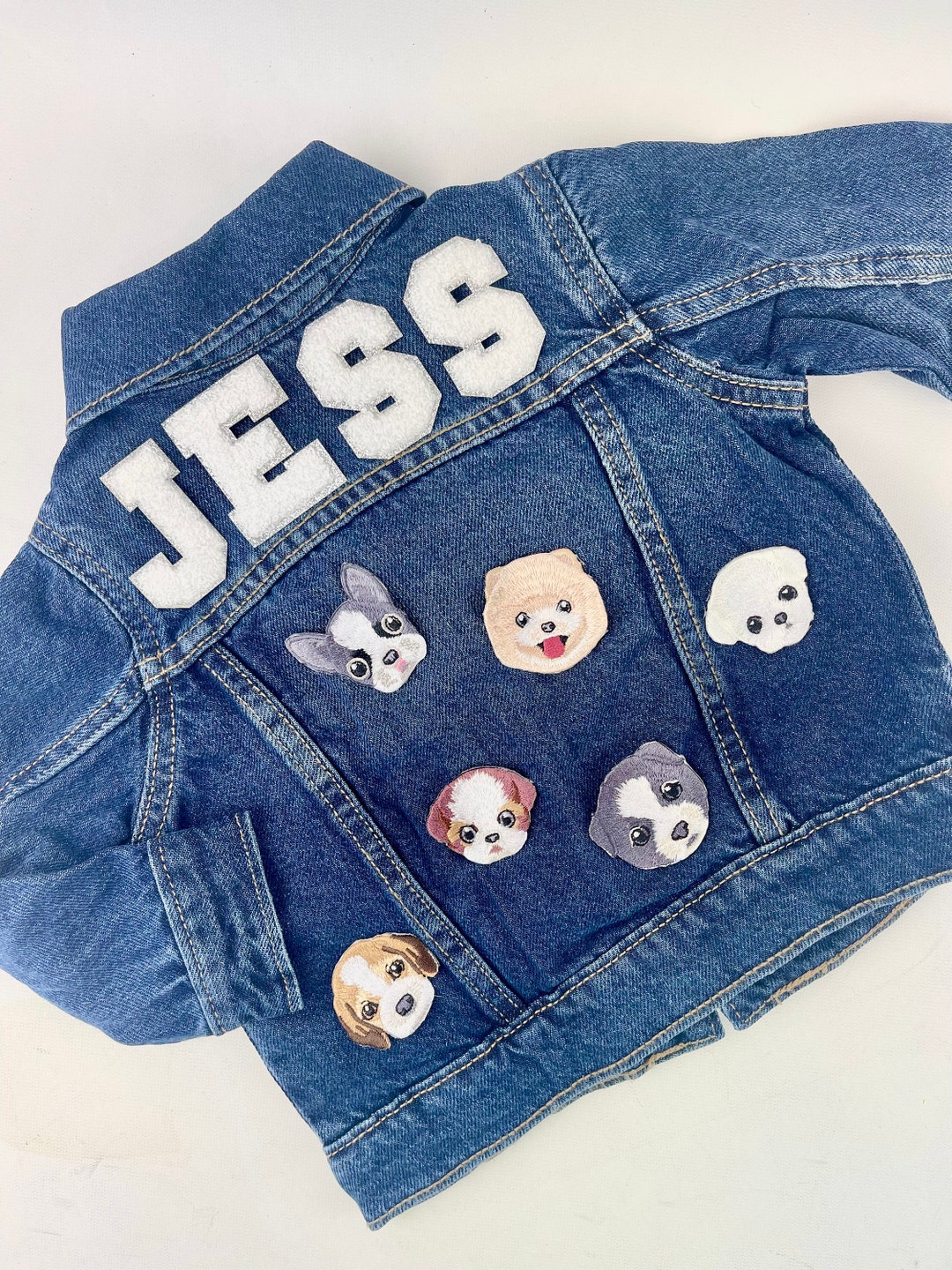 Personalized Custom Jean Denim Name Jacket, Chenille, Letter, Baby ...