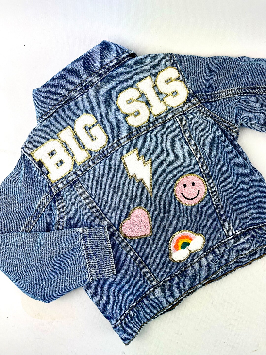 Personalized Custom Jean Denim Name Jacket, Big Little Sis Sister ...