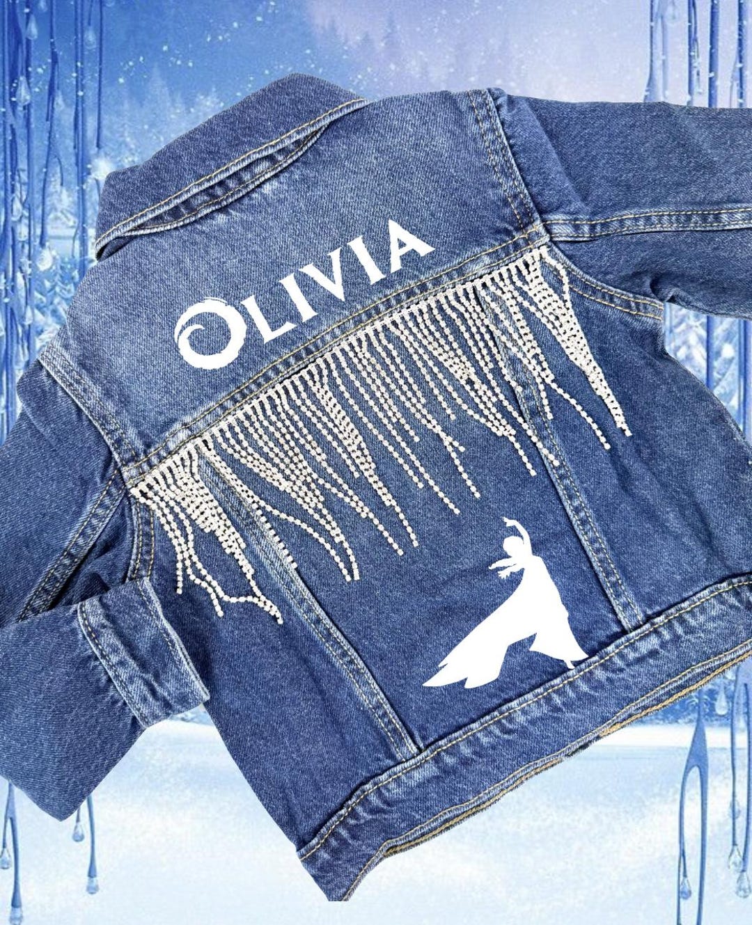 Frozen Elsa Inspired Princess Fringe Diamond Personalized Custom Jean ...