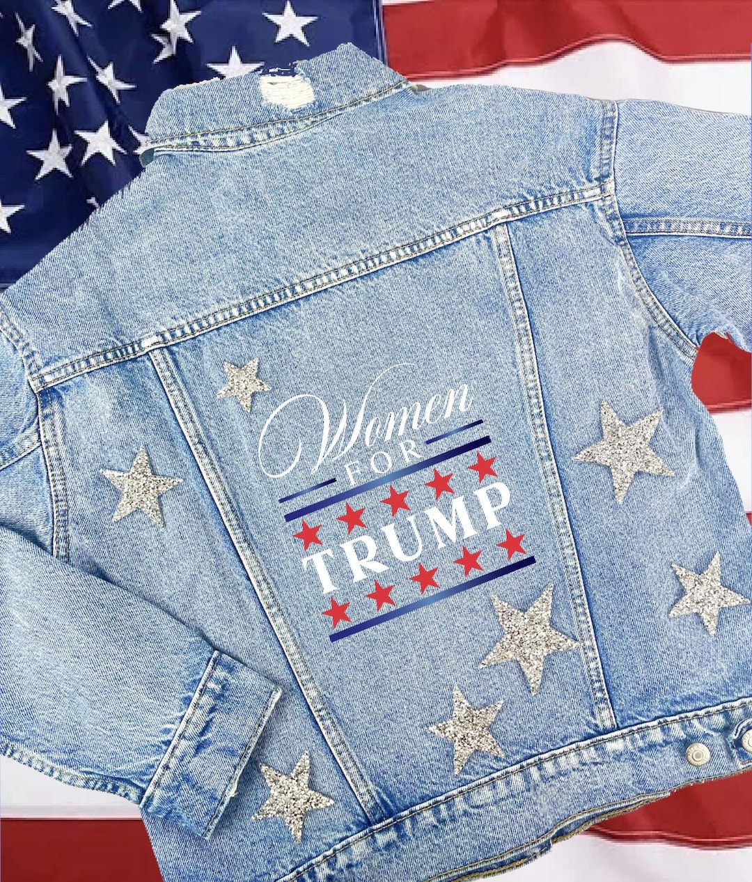 Personalized Custom Jean Denim Women for Donald Trump Red USA ...