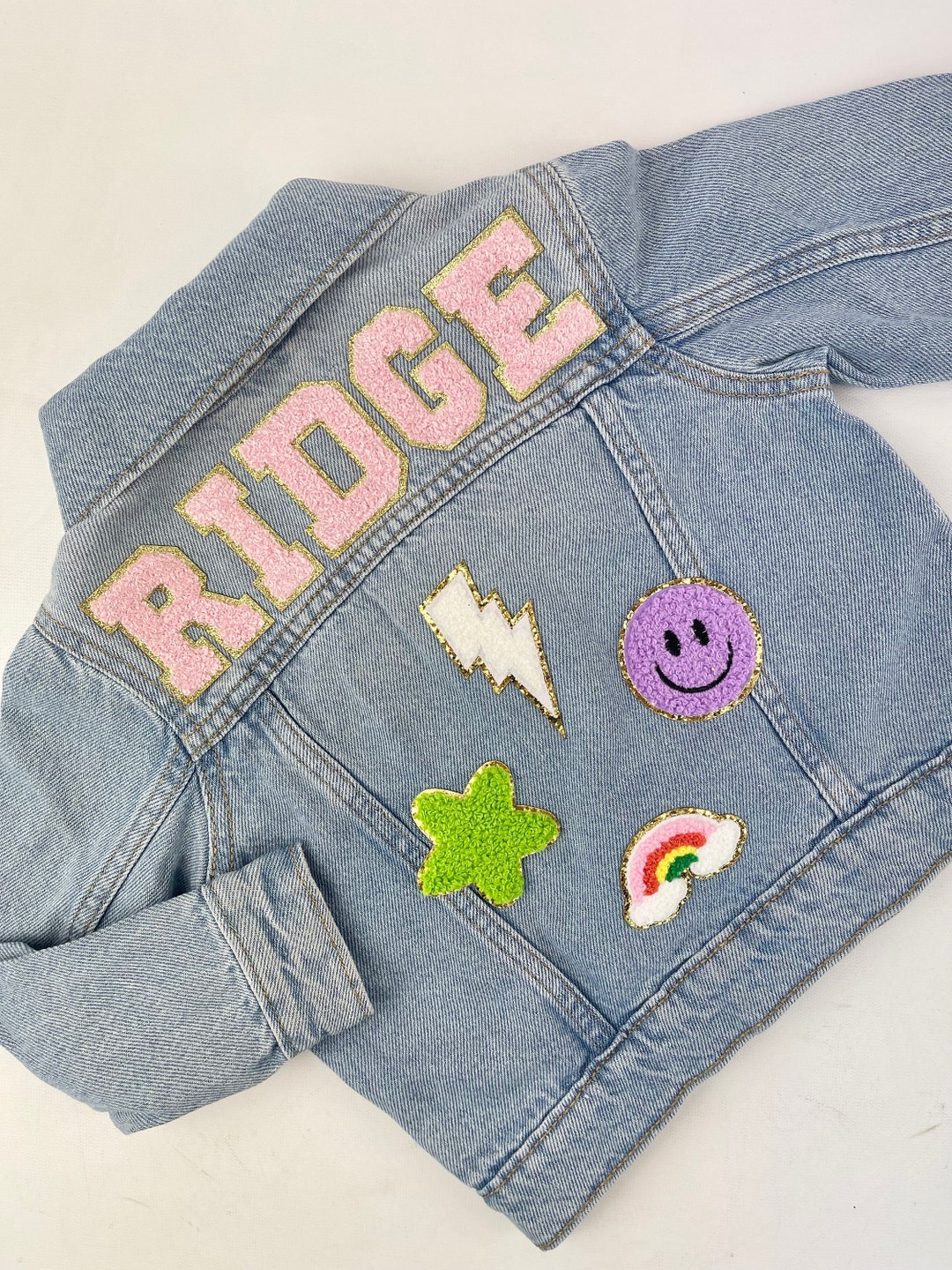 Personalized Custom Jean Denim Name Jacket, Chenille, Letter, Baby ...