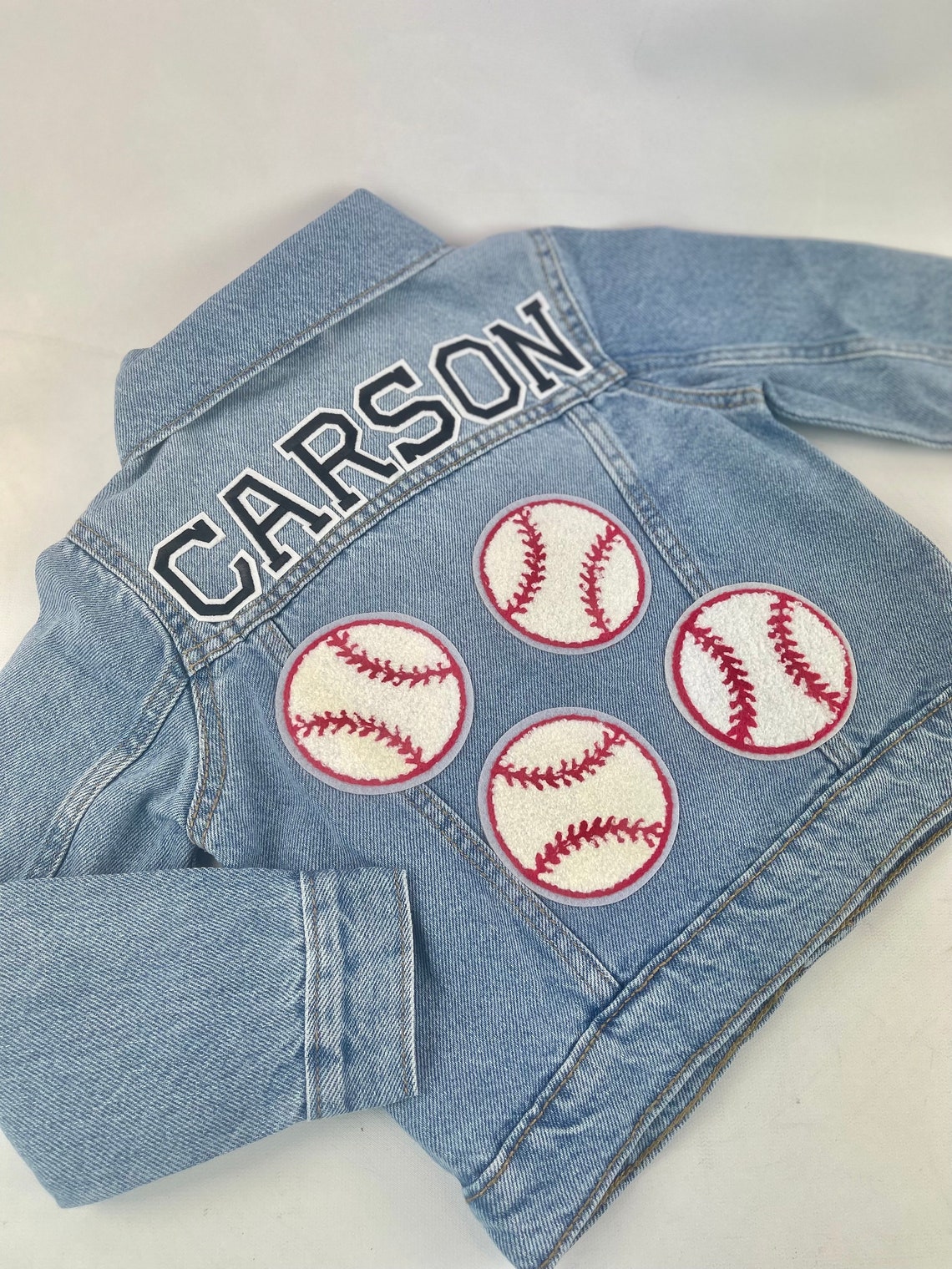 Personalized Custom Jean Denim Name Jacket, Chenille, Letter, Baby ...