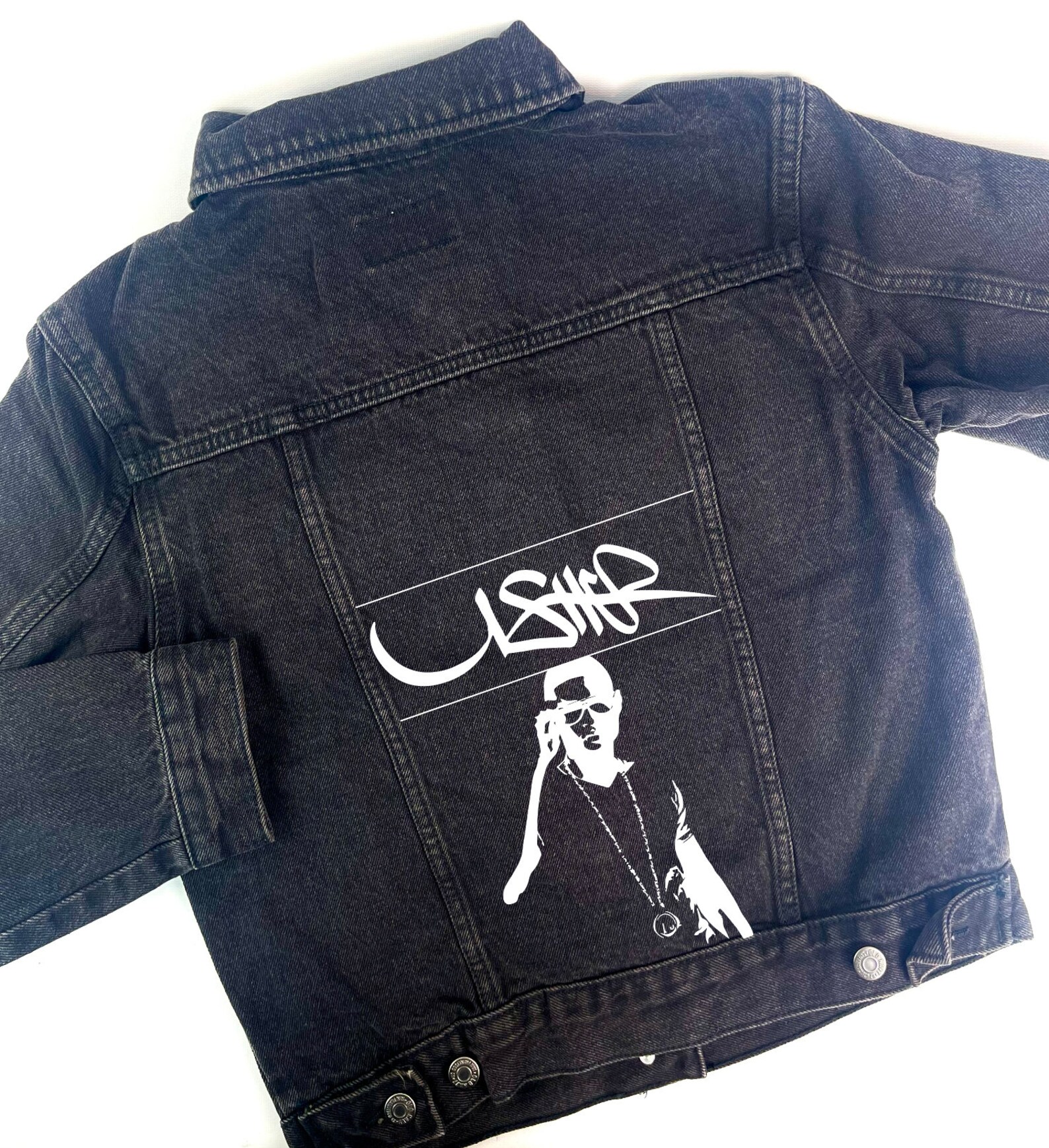 Personalized Custom Jean Denim Blue Black White Usher Raymond Fan ...