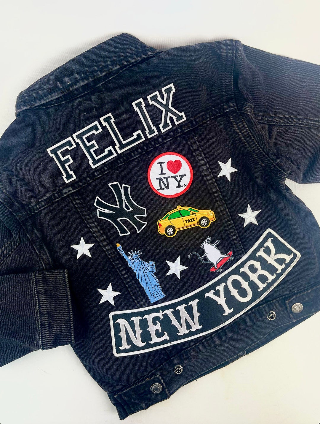 Personalized Custom Jean Denim Name Jacket, Chenille, Letter, Baby ...