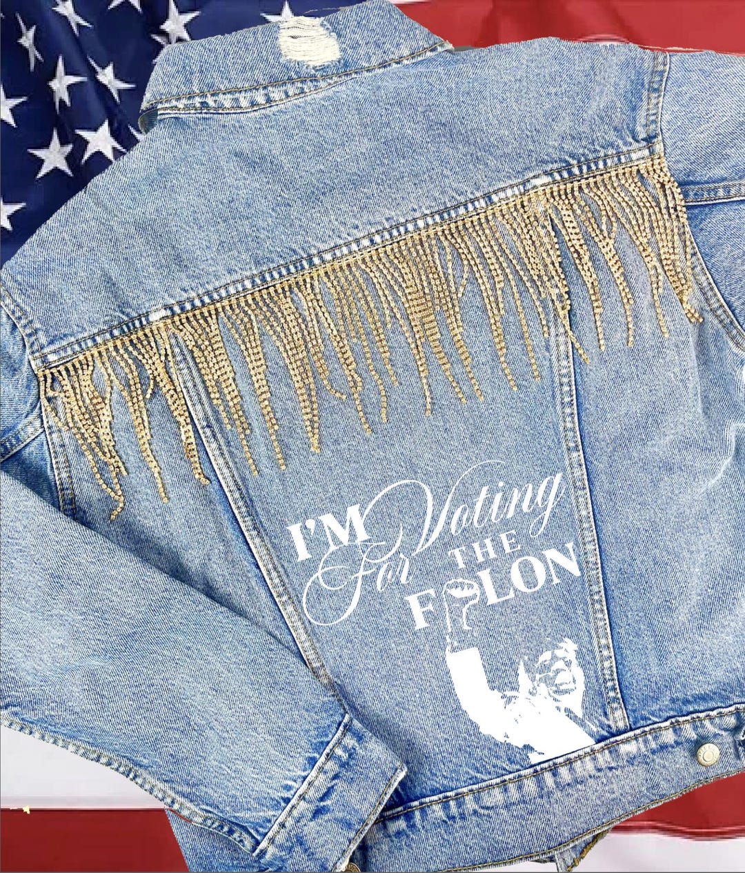 Personalized Custom Jean Denim Donald Trump Red USA Republican Fight ...