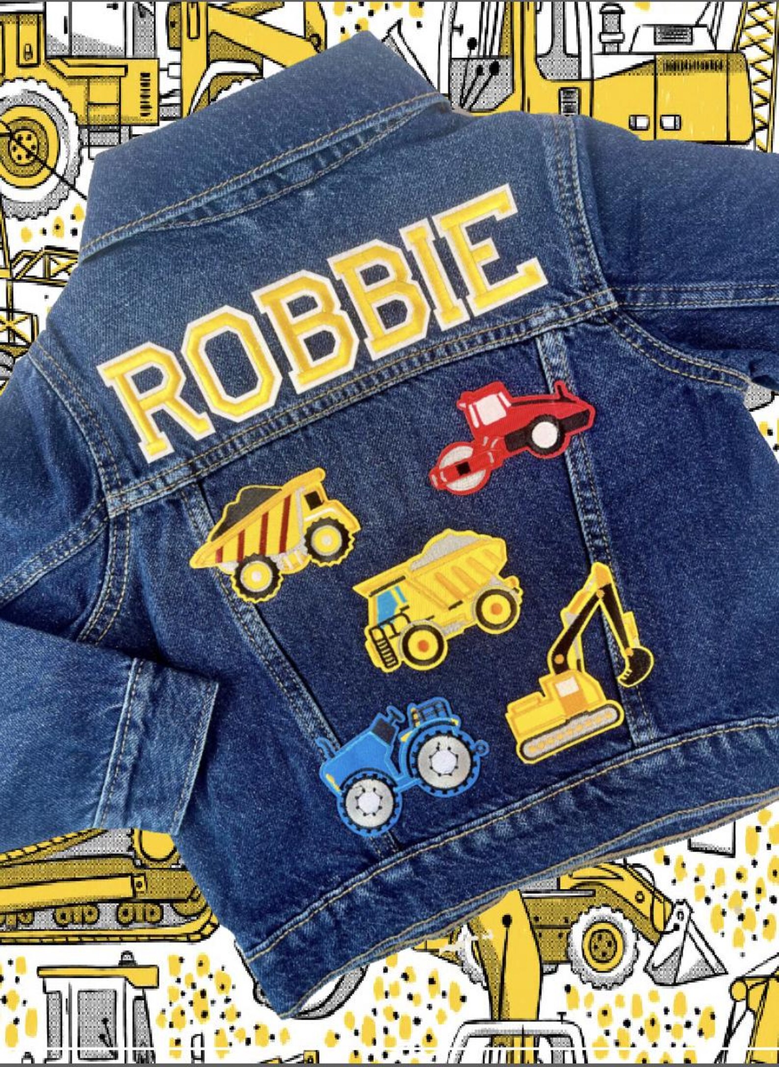 Personalized Custom Jean Denim Name Jacket, Chenille, Letter, Baby ...