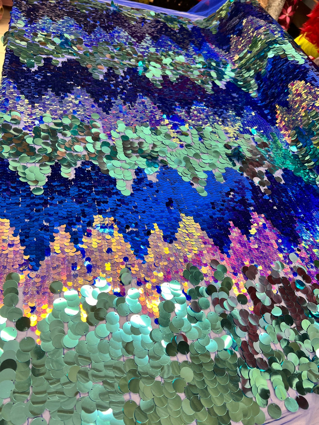 Sequin Fabric, Multi Color Multi Size Sequins Fabric - Etsy